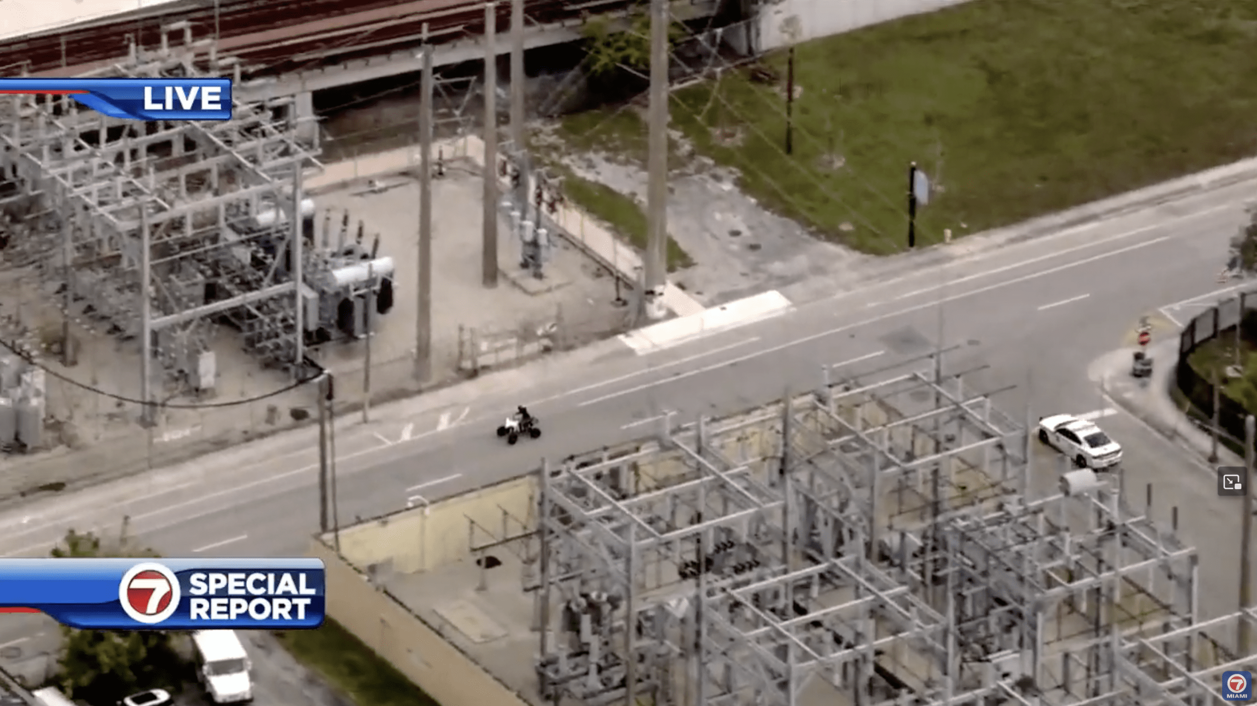Police Cars, Trucks, and Helicopters Chase Four Wheeler Through Dade ...
